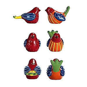 Bico Red Spring Bird Salt and Pepper Shaker Set, Handpainted, Dishwasher Safe, House Warming Wedding Anniversary Birthday Christmas Gift