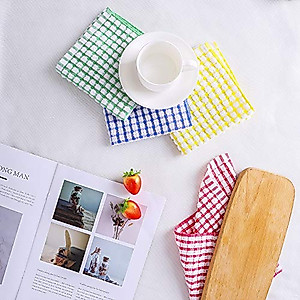 Kitchen Dishcloths 12pcs 11x12 Inches Bulk Cotton Kitchen Dish Cloths Scrubbing Wash Cloths Sets (Mix color)