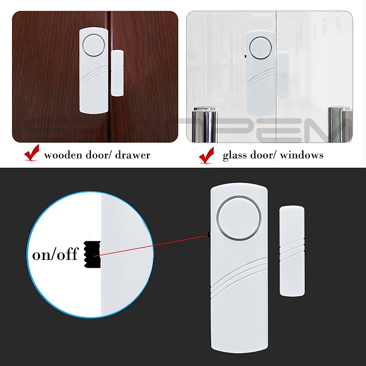 Home Security Alarm System DIY Kit - Magnetic Sensor - Guardian Protector - Window Glass Vibration Security Burglar Alarm for Homes, Cars, Sheds, Caravans, Motorhomes - Price Xes (Set of 10)