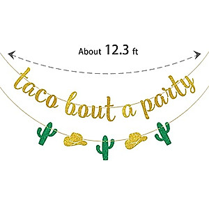 Dalaber Gold Glitter Taco Bout a Party Banner - Mexican Fiesta Theme Party Decoration Supplies - Bachelorette/Bridal Shower/Wedding/Graduation/Retirement/Birthday Party Decors Banner