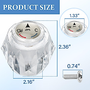 RP2391 Single Shower Knob Replacement for Delta Faucet, Single Clear Knob Handle Kit with Set Screw and Button Fit for Delta 600 Series Tub/Shower Faucet
