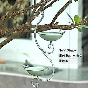Jemeni Hanging Bird Bath, Double Bird Baths/Feeder Bowl for Outdoors Garden Decoration, S-Shape…