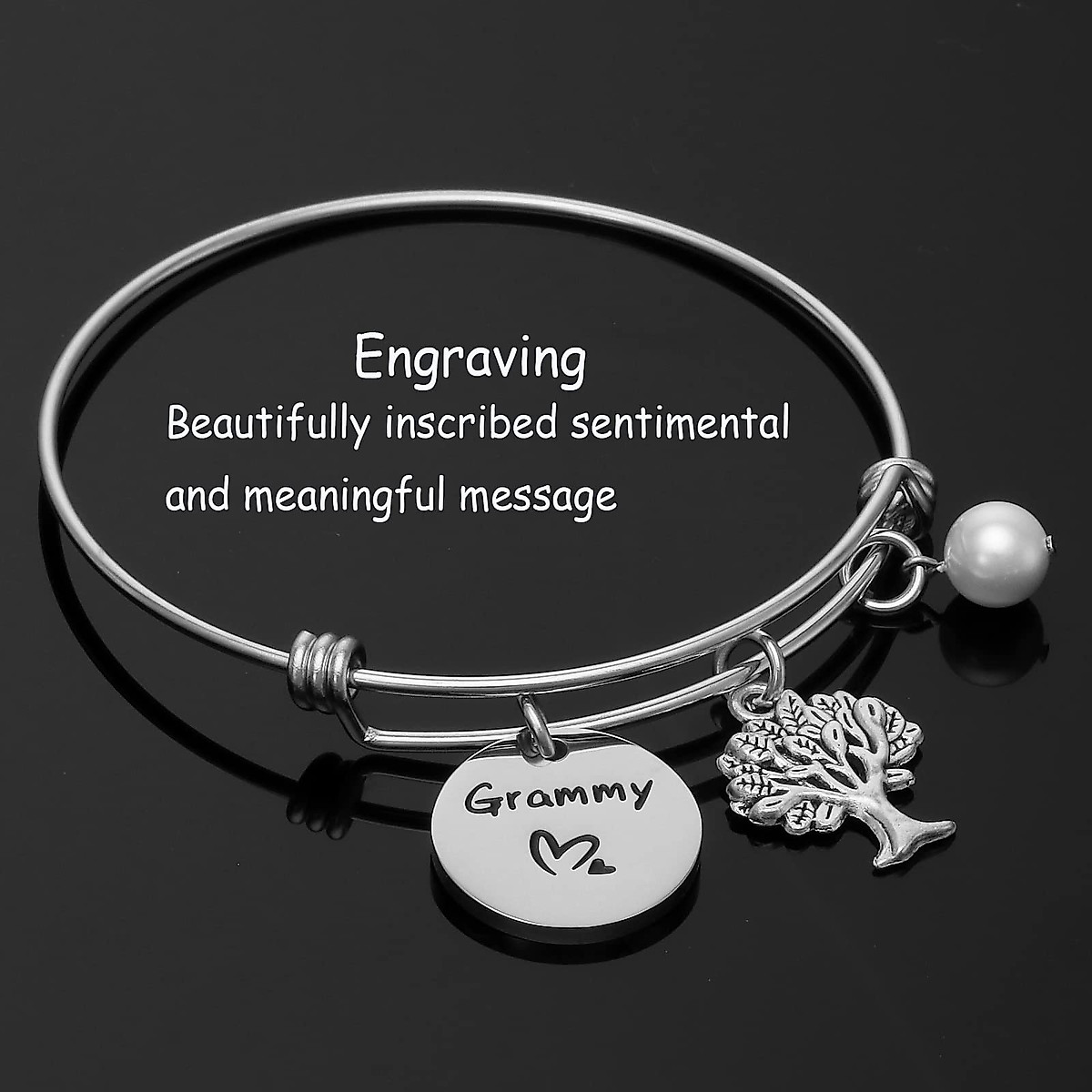 Kivosliviz Grammys Gifts for Grandma Bracelet for Grandmothers Women Best Grammy Gifts for Grammie Grandmother Bangle Bracelet