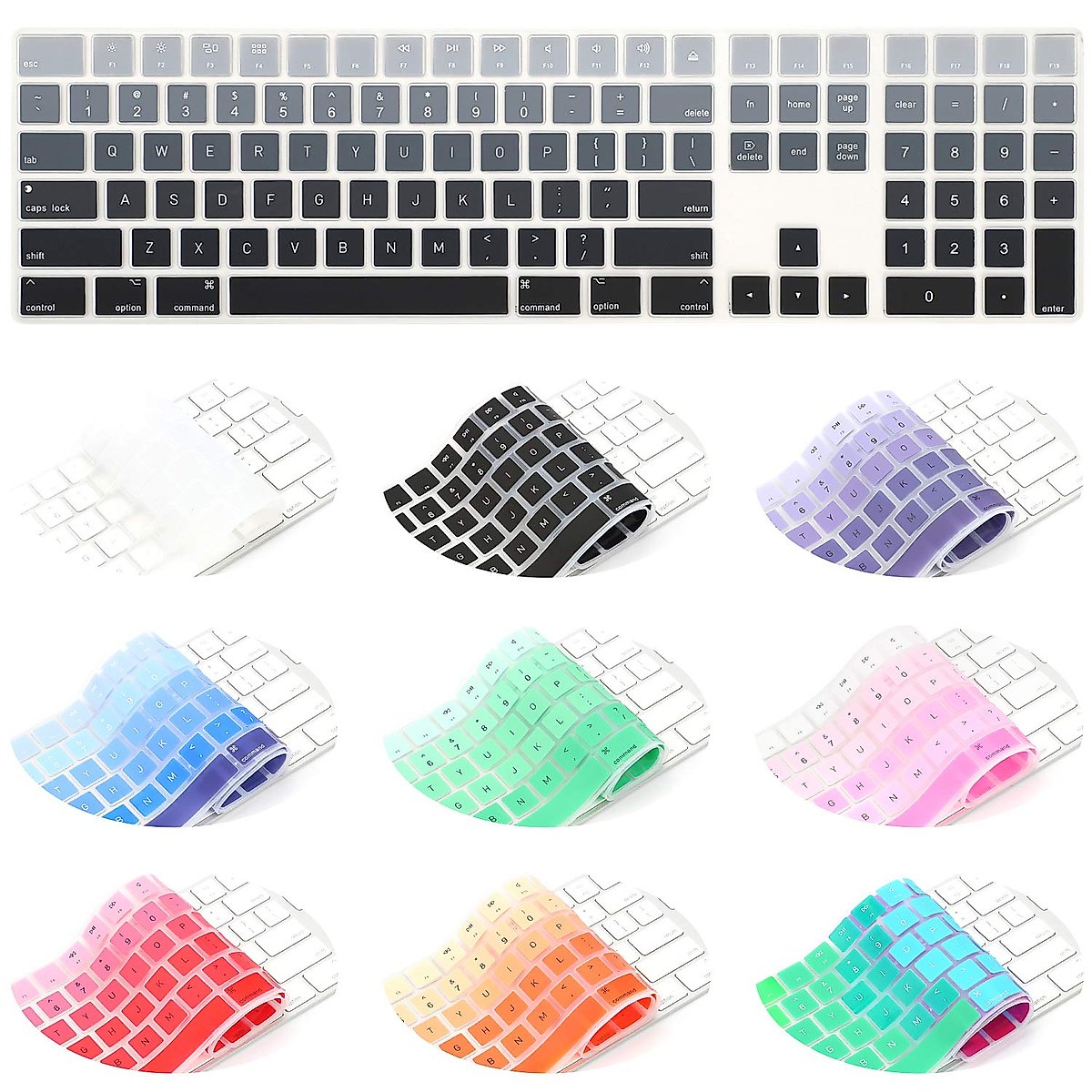 Allinside Ombre Gray Cover for Apple iMac Magic Wireless Keyboard with Numeric Keypad MQ052LL/A A1843 US Layout