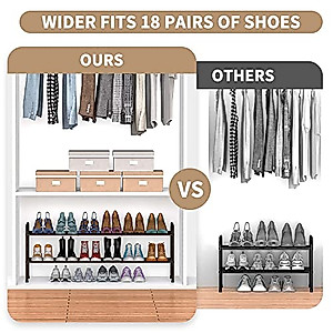 Dicasser 2-Tier Long Shoe Rack Organizer Extra Large Capacity for 18 Pairs,Bronze