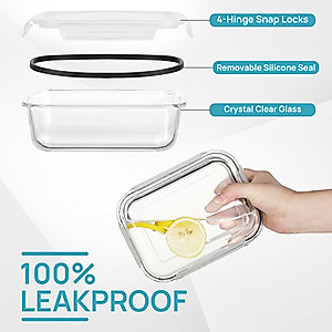 Vtopmart 10 Pack Glass Food Storage Containers with Lids, Meal Prep Containers, Airtight Lunch Containers Bento Boxes with Snap Locking Lids, for Microwave, Oven, Freezer and Dishwasher