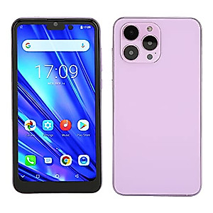 Unlocked Cell Phone, IP14 Pro Smartphone, 4GB 32GB ROM,6.1inch Face Recognition Mobile Phone, Dual Card Dual Standby, Cellphone for Android 10.1 (Purpl)