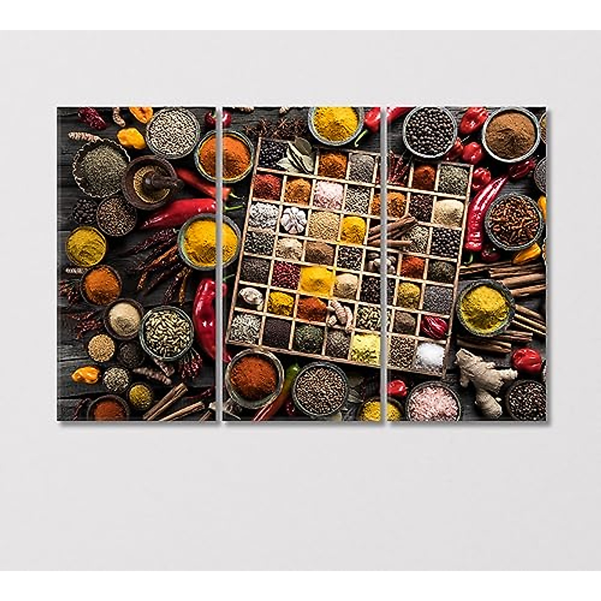 Variety of Spices and Herbs Canvas Print 5 Panels / 36x24 inches