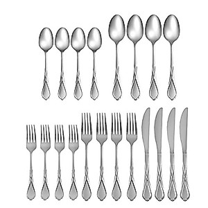 Cambridge Silversmiths Heather Sand 20-Piece Flatware Silverware Set, Stainless Steel, Service for 4, Includes Forks/Spoons/Knives