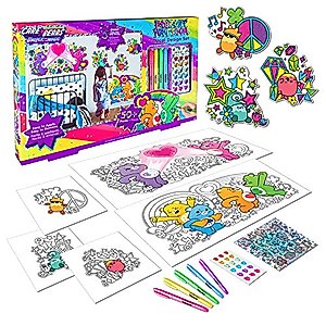 Fashion Angels Care Bears Wall Decals Kit for Boys and Girls Room, Wall Stickers Set with Color-Your-Own Decals, Markers, Adhesive Heart Gems and Holographic Foil Stickers, for Age 6 and Up