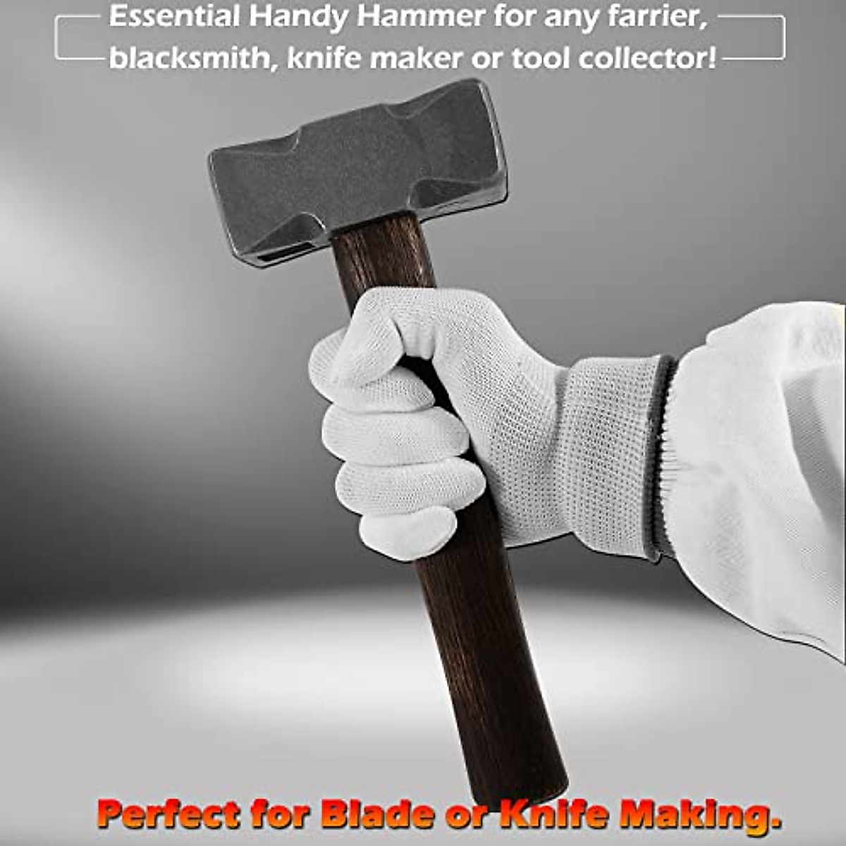 2.2LB Forging Square Hammer with Double Faces Perfect for Farrier Bladesmithing Blacksmith Anvil Knife