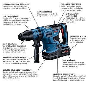 BOSCH GBH18V-36CK24 PROFACTOR™ 18V Connected-Ready SDS-max® 1-9/16 In. Rotary Hammer Kit with (2) CORE18V® 8 Ah High Power Batteries