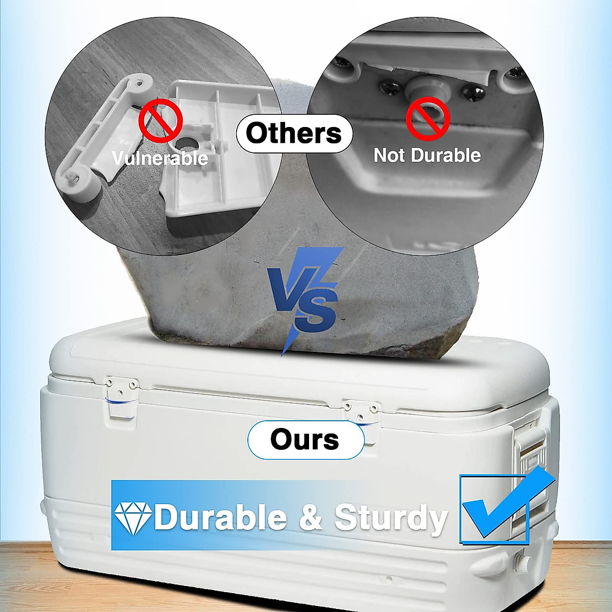 Cooler Replacement Parts Kit, Ice Chest Plastic Hinges, Threaded and Triple-Snap Drain Plug, Latches and Stainless Steel Screws Combo, Plastic Cooler Replacement Set