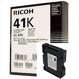 RICOH 405761,62,63,64 Cartridge Set 4 Pack (C,K,M,Y) for GC 41, Aficio SG 3100SNw in Retail Packaging