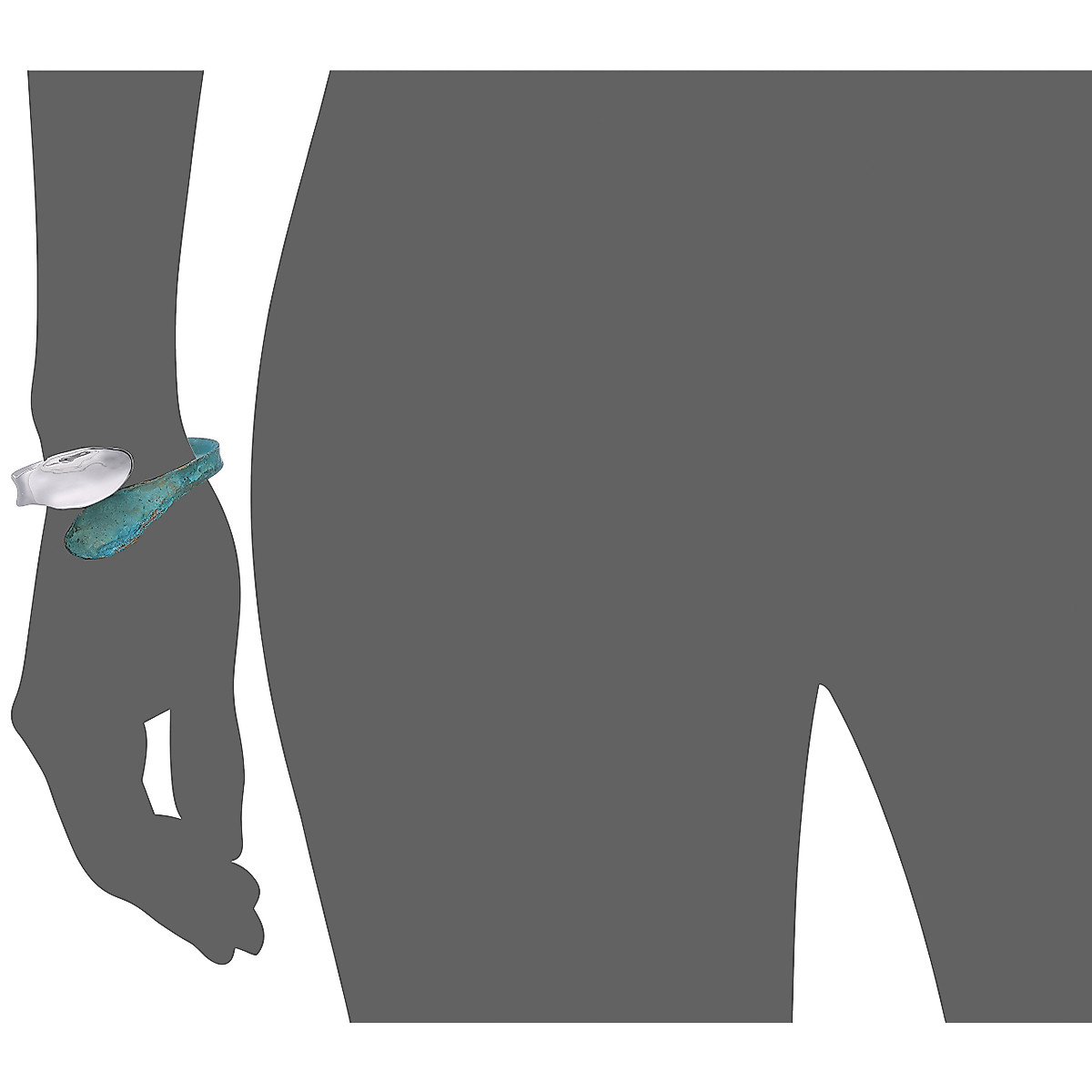 Robert Lee Morris "Femme Petal" Patina & Silver Sculptural Bypass Hinged Bangle Bracelet