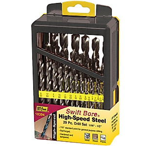 Ivy Classic 10394 29-Piece Swift Bore High Speed Steel Roll Forged Drill Bit Set, Sturdy Metal Case