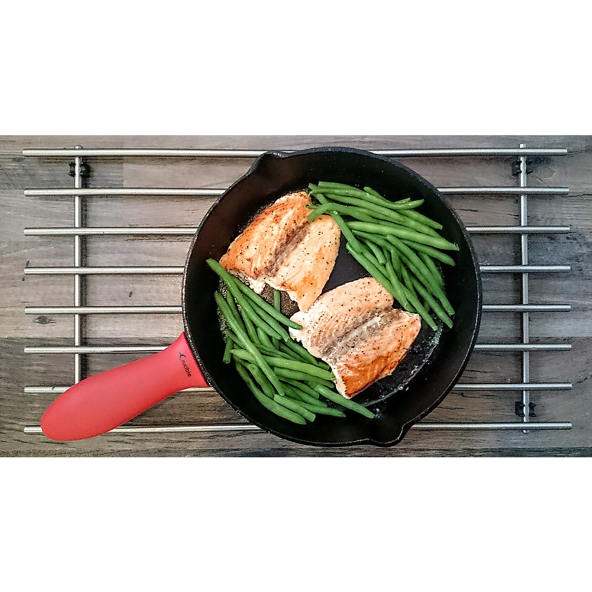 Silicone Hot Handle Holder, Potholder (Large Red) for Cast Iron Skillets, Pans, Frying Pans & Griddles, Metal and Aluminum Cookware Handles - Sleeve Grip, Handle Cover