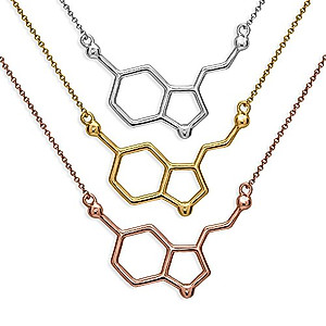 Serotonin Molecule Necklace in 925 Sterling Silver