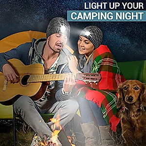 Christmas Stocking Stuffers Gifts for Men - LED Beanie Hat with Light Men Gifts Rechargeable Headlamp Cap for Women Winter Warm Knit Lighted Hats for Running Hunting Camping Cool Gadgets Dad Birthday