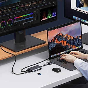USB 3.0 to Dual HDMI Adapter for MacOS M1 M2 & Windows, USB 3.0 Laptop Docking Station to Dual Monitor, USB A/C 3.0 Hub Splitter for MacBook Pro/Air, Dell/HP/Lenovo, Surface, Chromebook, Thinkpad