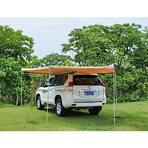 270 Awning Rooftop Tent Sun Shelter Designed for Vehicle with Roof Rack- Right/Left Hand Driver Side Awning Radius 8.2 ft,Khaki (Right-Side)