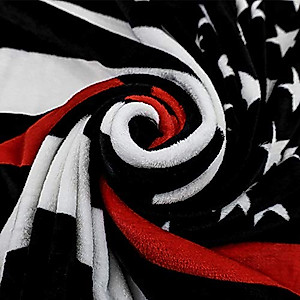 Infinity Republic - Thin Red Line Soft Fleece Throw Blanket - 50x60 Perfect for Living Rooms, bedrooms, Kids' Rooms, Outdoors!