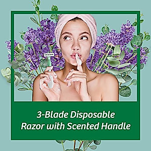 BIC Soleil Escape Women's Disposable Razors, 3 Blade Razor, Moisture Strip With 100% Natural Almond Oil, Lavender and Eucalyptus Scented Handles, 4 Pack Disposable Razors For Women