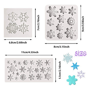 6 Pieces Snowflake Fondant Mold Silicone Baking Mold Chocolate Dessert Molds with Snowflake Plunger Cutters Cake Embossing Tools for Cake Decorations
