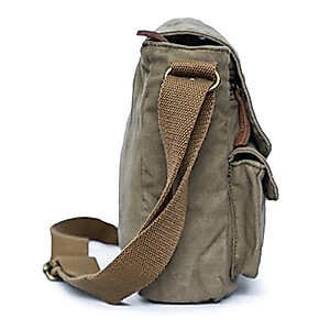Gootium Canvas Messenger Bag - Vintage Crossbody Shoulder Bag Military Satchel, Olive Brown