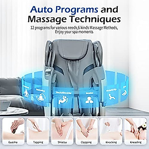 BOSSCARE Massage Chair SL Track Massage Chair Recliner, Zero Gravity Full Body Airbag Massage Chair with Body Scan Bluetooth Heat AI Control Foot Roller Handrail Shortcut Key, R8686 Gary