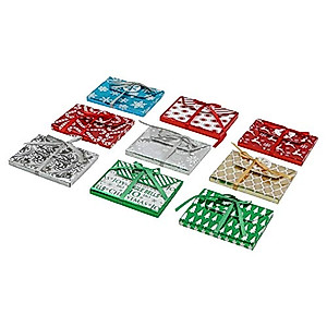 Iconikal Christmas Holiday Foil Embossed Gift Card Holder Boxes with Ribbon, Set of 9