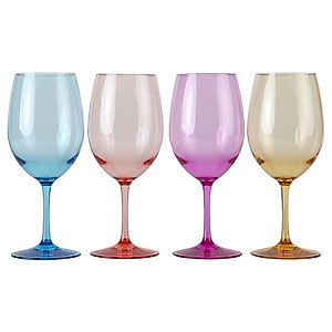 Lily's Home Unbreakable Acrylic Wine Glasses, Made of Shatterproof Tritan Plastic and Ideal for Indoor and Outdoor Use, Reusable (Multi - Light)