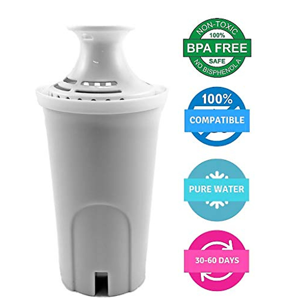 NRP 6-pack Water Jug Activated Charcoal Filter Replacement for BRITA Classic 35557, OB03, 107007 pitcher & dispenser | 40-gallons per filter