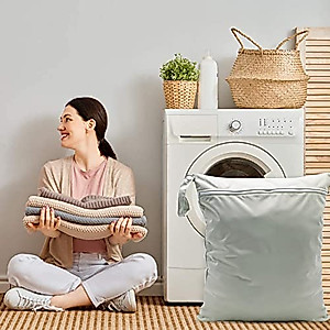 3 Pcs Washable Travel Laundry Bags,Large Waterproof Wet Dry Bag with Handle Water Resistant Dut Clothes Organizer Bag Washing Travel Accessories for Gym Clothes Laundry Wet Clothes Swimming Yoga,Grey