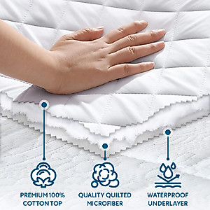 Guardmax Waterproof Quilted Fitted Mattress Pad | Hypoallergenic Cover | Breathable, Noiseless Barrier | Queen (60 x 80 x 15)