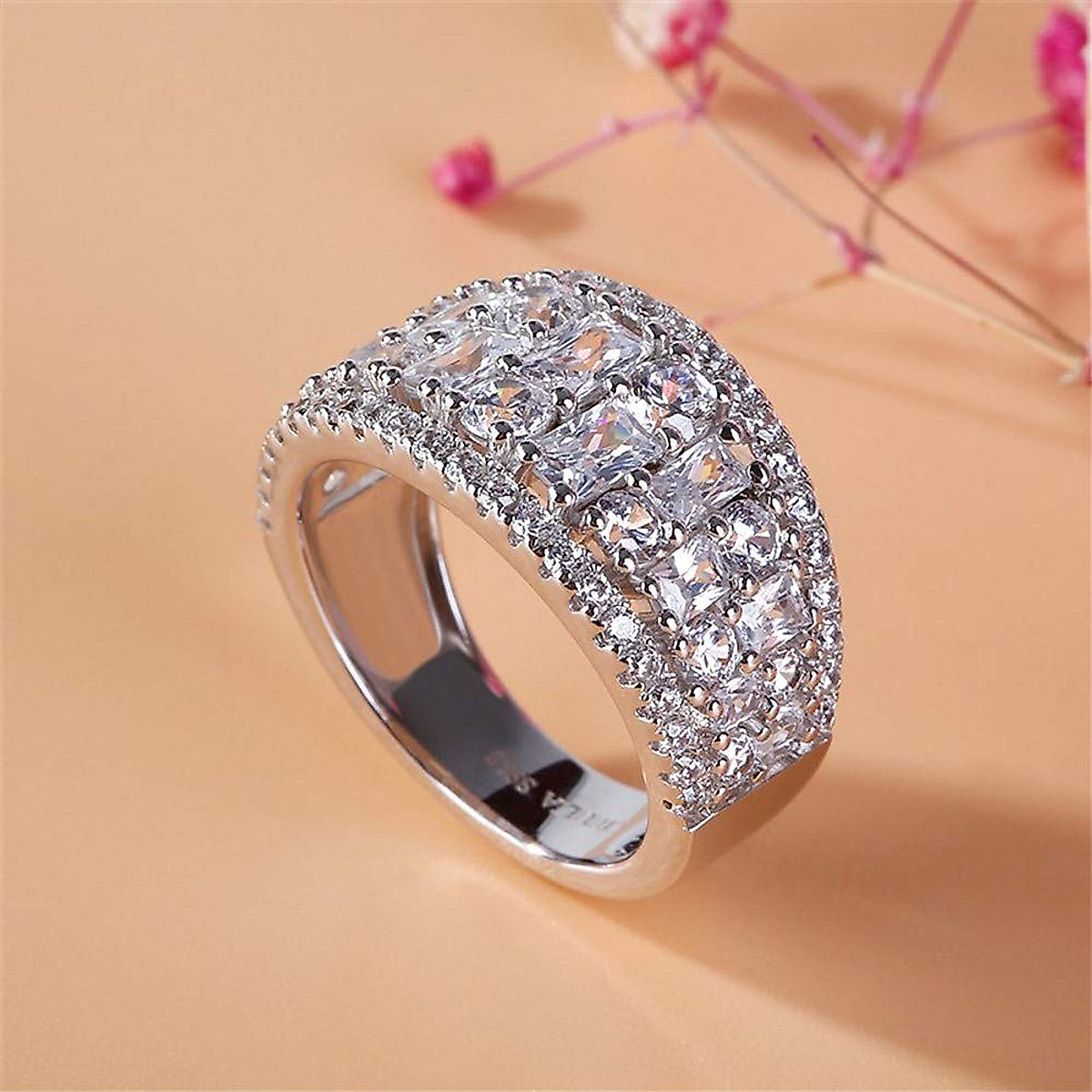 Jeulia Brilliant Diamond Band Rings for Women cz 925 Sterling Silver Ring Wedding Engagement Anniversary Promise Ring Bridal Sets Jewelry
