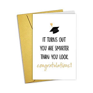 Nchigedy Funny Graduation Card for College High School, Humorous Grad Card for Him Her, Congratulations Graduation Card for Son Daughter, You Are Smarter Than You Look