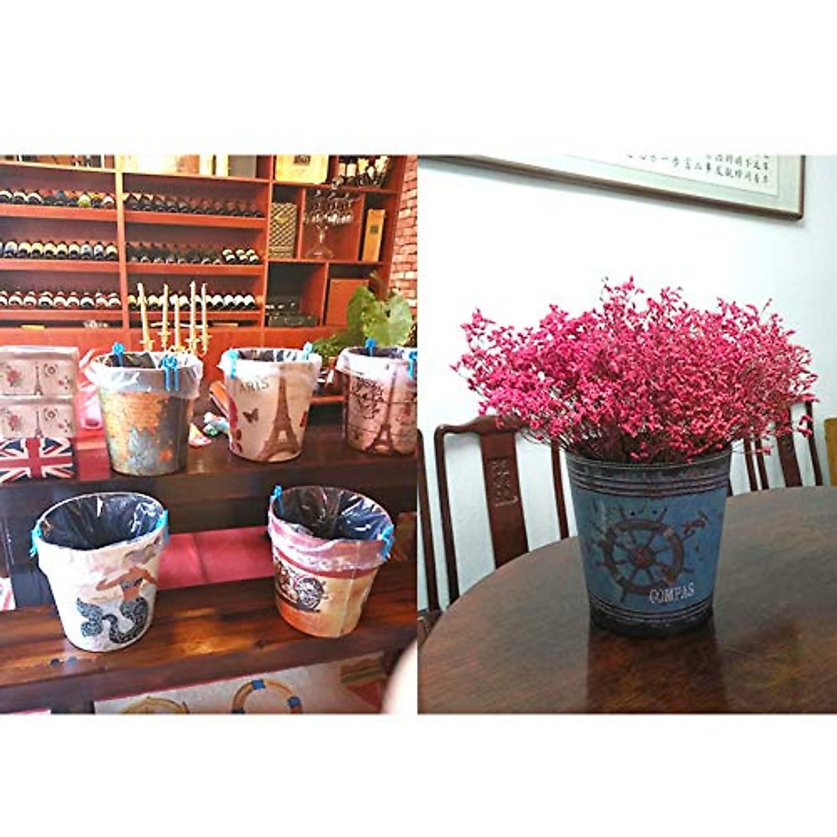 Meltset M Leather Trash Can Round Recycling Wastebasket for Office Bedroom Kitchen Bathroom 10 Liter