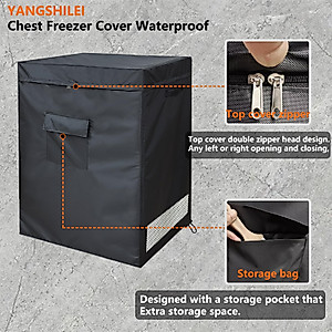 YANGSHILEI Chest Freezer Cover Deep Freezer Covers for Outside 5.0 Cubic Feet Freezer，Top with Zipper to Open Waterproof and UV protection Extend their Service Life (28"W×23"D×34"H)