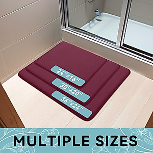 Smiry Memory Foam Bath Mat 24x16, Extra Soft and Absorbent Bathroom Mats, Non Slip Washable Carpet for Floor, Shower and Tub, Burgundy