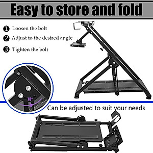 Supllueer Foldable Steering Wheel Stand Fit for Logitech Thrustmaster Fanatec G923 G25 G27 G29 G920 T248 T300RS T300 T500 X Shape Sim Racing Stand Racing Simulator, No Shifter Handbrake Wheel Pedal
