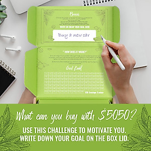 100 Day Envelope Challenge Kit. Money Saving Box Shows How To Save $5050 or Multiples in 100 Days or 50 Weeks. 100 Envelope Challenge Money Challenge Seen on Youtube Tiktok. Gifts For Children Adults