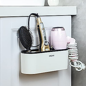 DAOYA Hair Dryer Holder - White Hair Tool Organizer Blow Dryer Holder Cabinet Door, Bathroom Curling Iron Holder for Curling Iron Hair Straightener Hair Styling Tools Storage