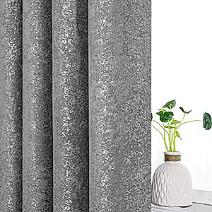 GoodGram 2 Pack Sparkle Chic Thermal Blackout Curtain Panels - Assorted Colors (Grey)