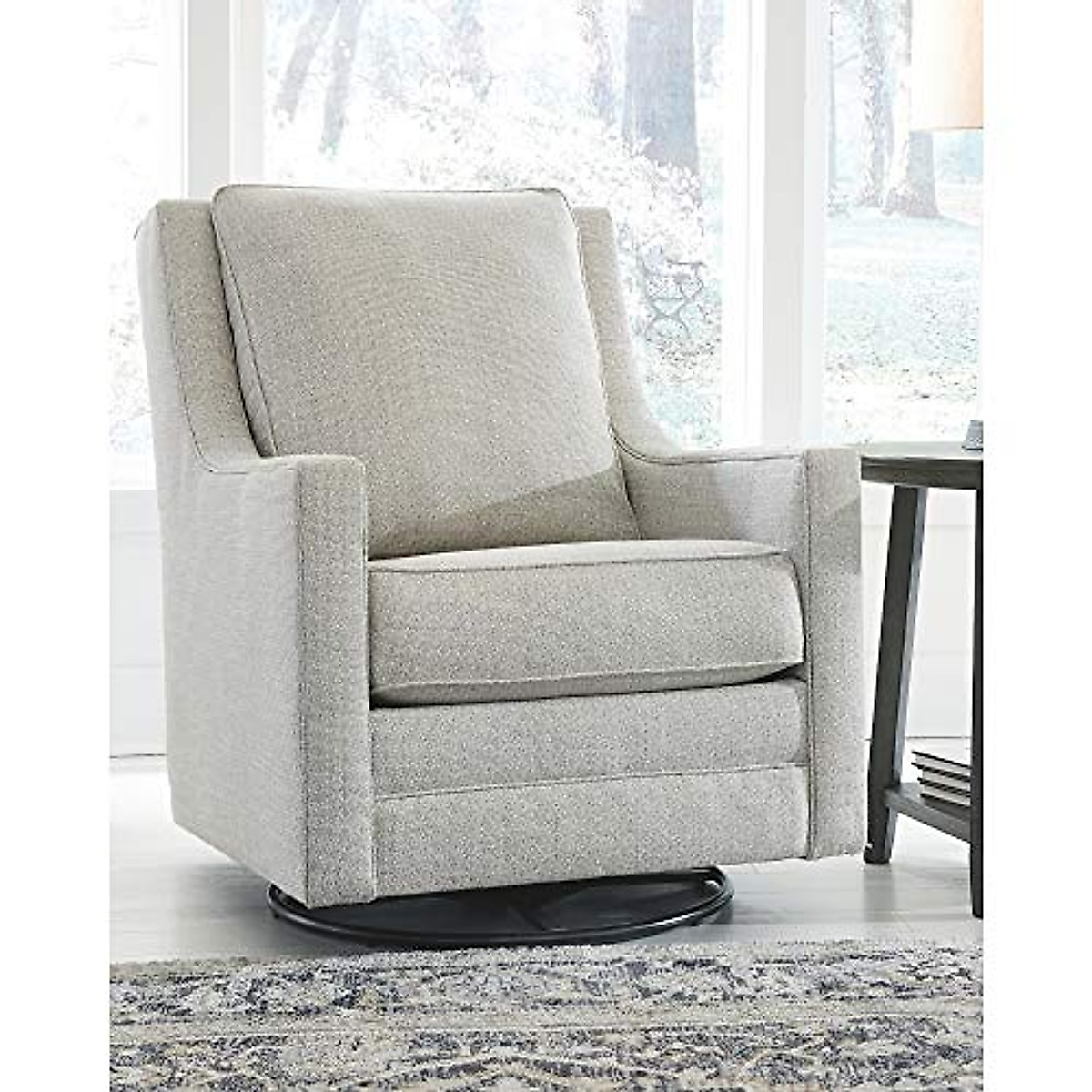 Signature Design by Ashley Kambria Contemporary Swivel Glider Nursery Accent Chair, Gray