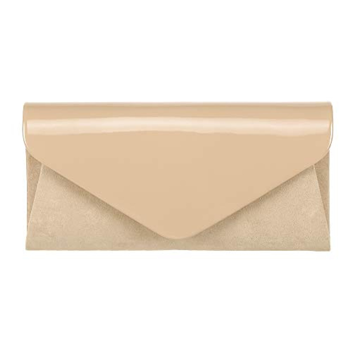 WALLYN'S Patent Leather Clutch Classic Purse Wallet, Evening Bag Handbag With Flannelette Khaki