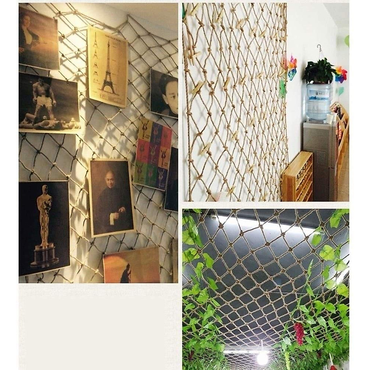 Heavy Duty Hemp Rope Cargo Net for Kids' Tree House, Stair & Balcony Safety - Outdoor Hammock & Playground Net (1 * 10m/3 * 33ft)