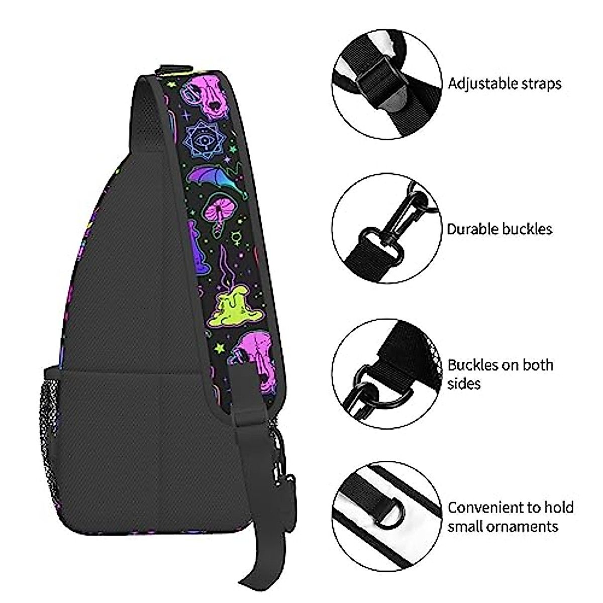 RIMENCH Sling Bag Waterproof Sling Bags Shoulder Backpack With Adjustable Strap For Sport, Travel, Workout Fashion Gothic Magic Witch Witchy Chest Bag
