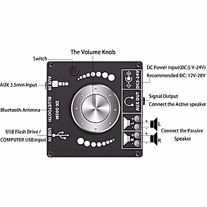 DAMGOO Mini Bluetooth Amplifier 50W+50W Dual Channel Stereo Power Output,DC 12V, Bluetooth+ AUX+ USB Input