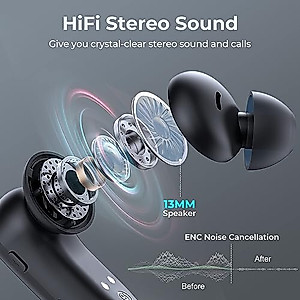 Wireless Earbuds Bluetooth 5.3 Headphones 130Hrs Playtime Wireless Charging Sports Earphones with LED Power Display IPX7 Waterproof Over-Ear Buds with Earhooks Stereo Bass Headset for Workout Running